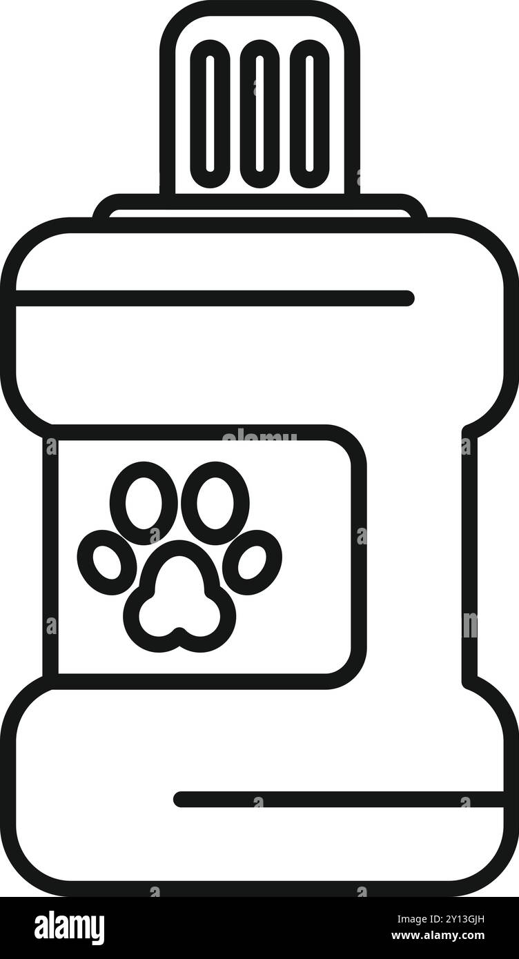 Line drawing of a bottle of dog mouthwash for eliminating bad breath in ...