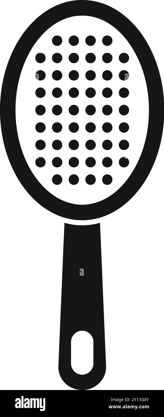 This simple vector icon represents a kitchen strainer, a common tool ...