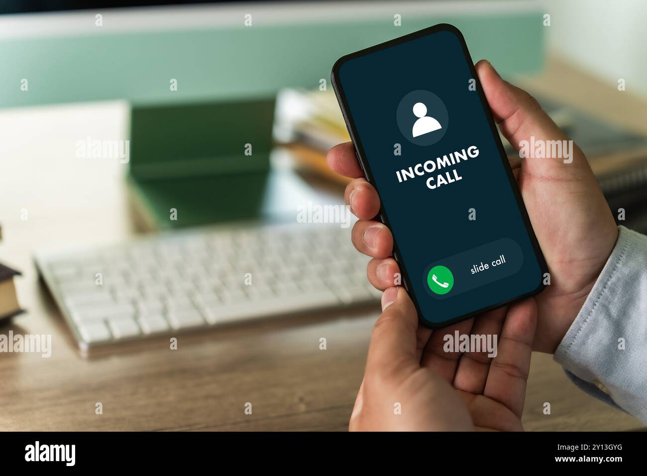 INCOMING CALL on Smartphone interface communication on a display Stock ...