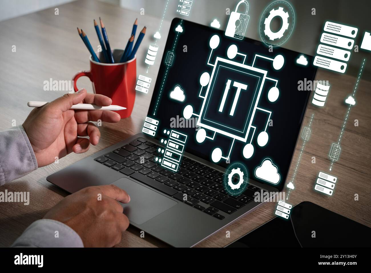 IT information network technology Global connection cyberspace with ...