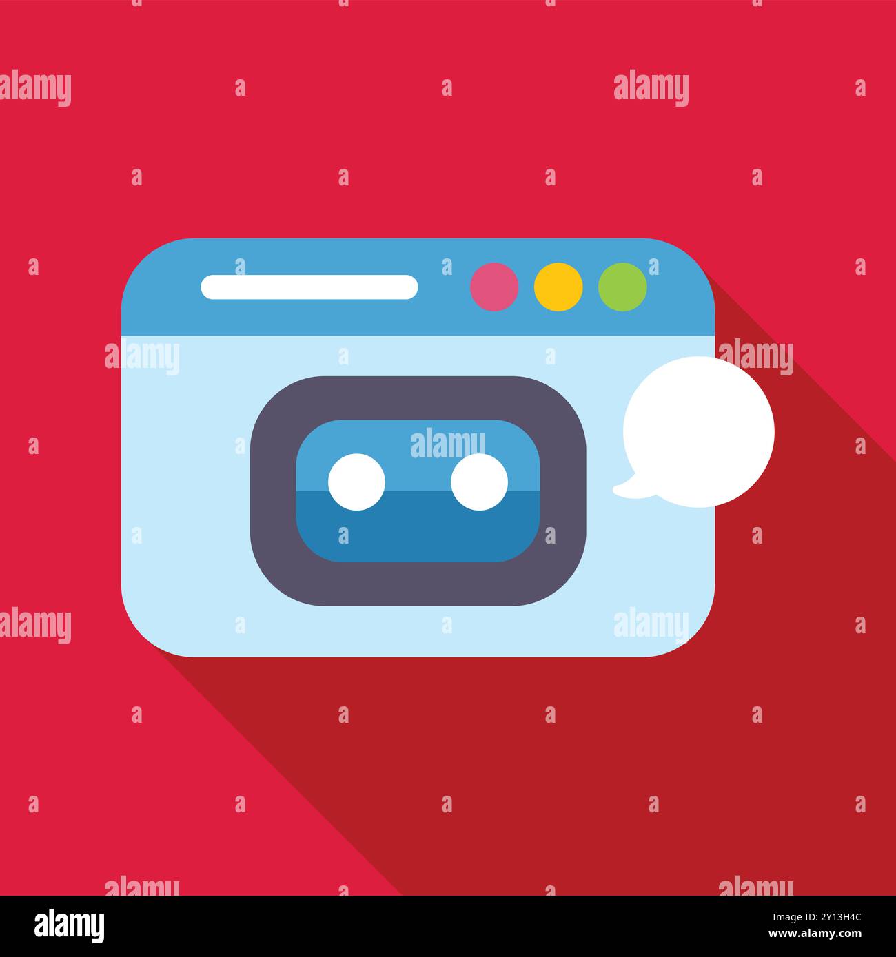 Chatbot character speaking in a web browser window, artificial ...