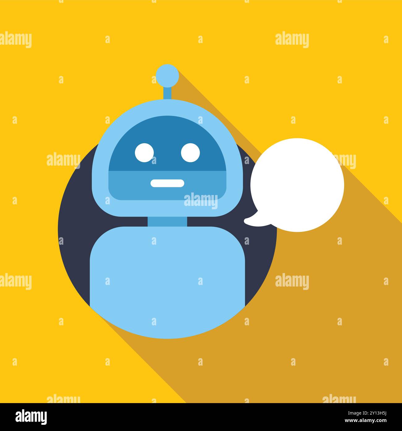 Modern flat design style illustration of a chatbot character speaking ...