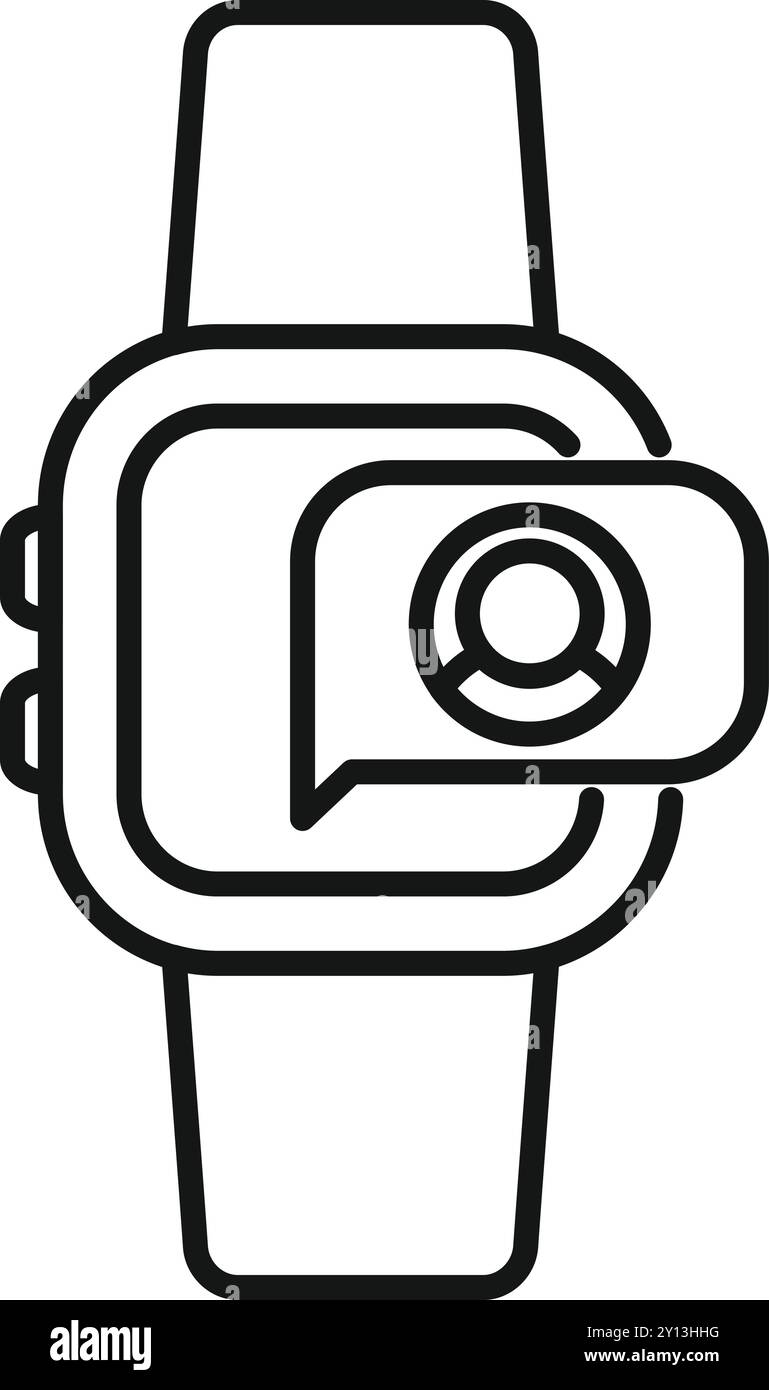 Smartwatch receiving message with contact icon on screen, simple design ...