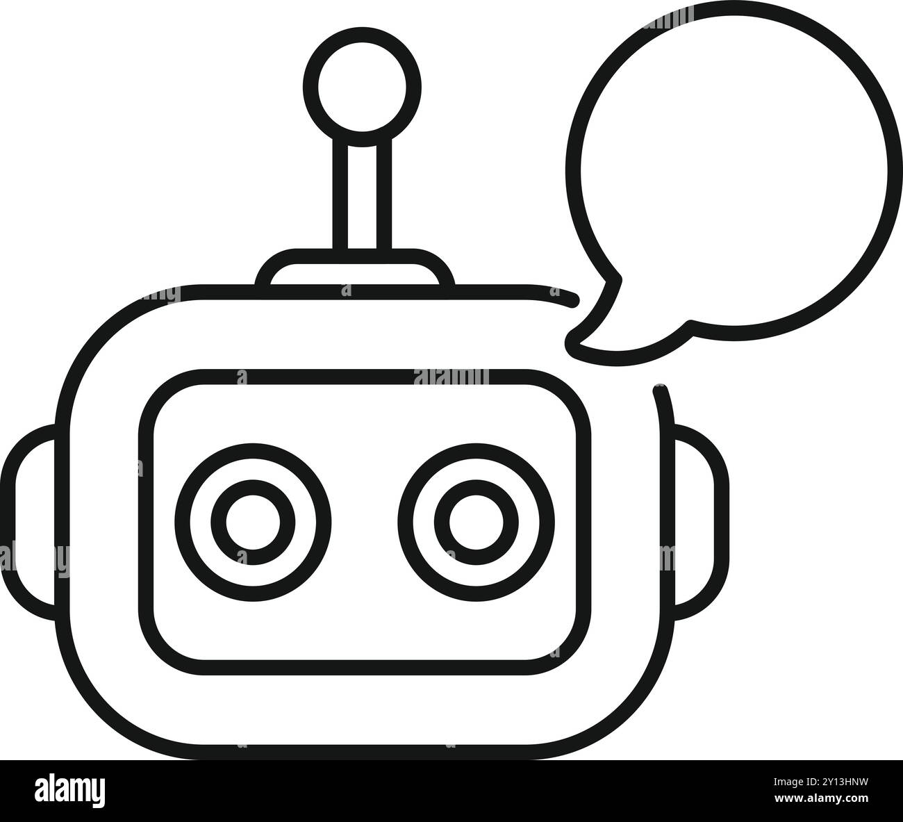 Chatbot speaking with speech bubble outline icon vector for web design ...