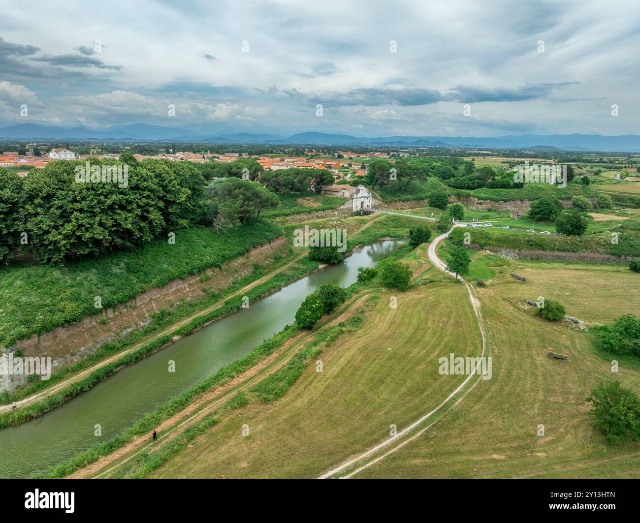Aerial view of large bastions with retracted ears to protect the flanks ...
