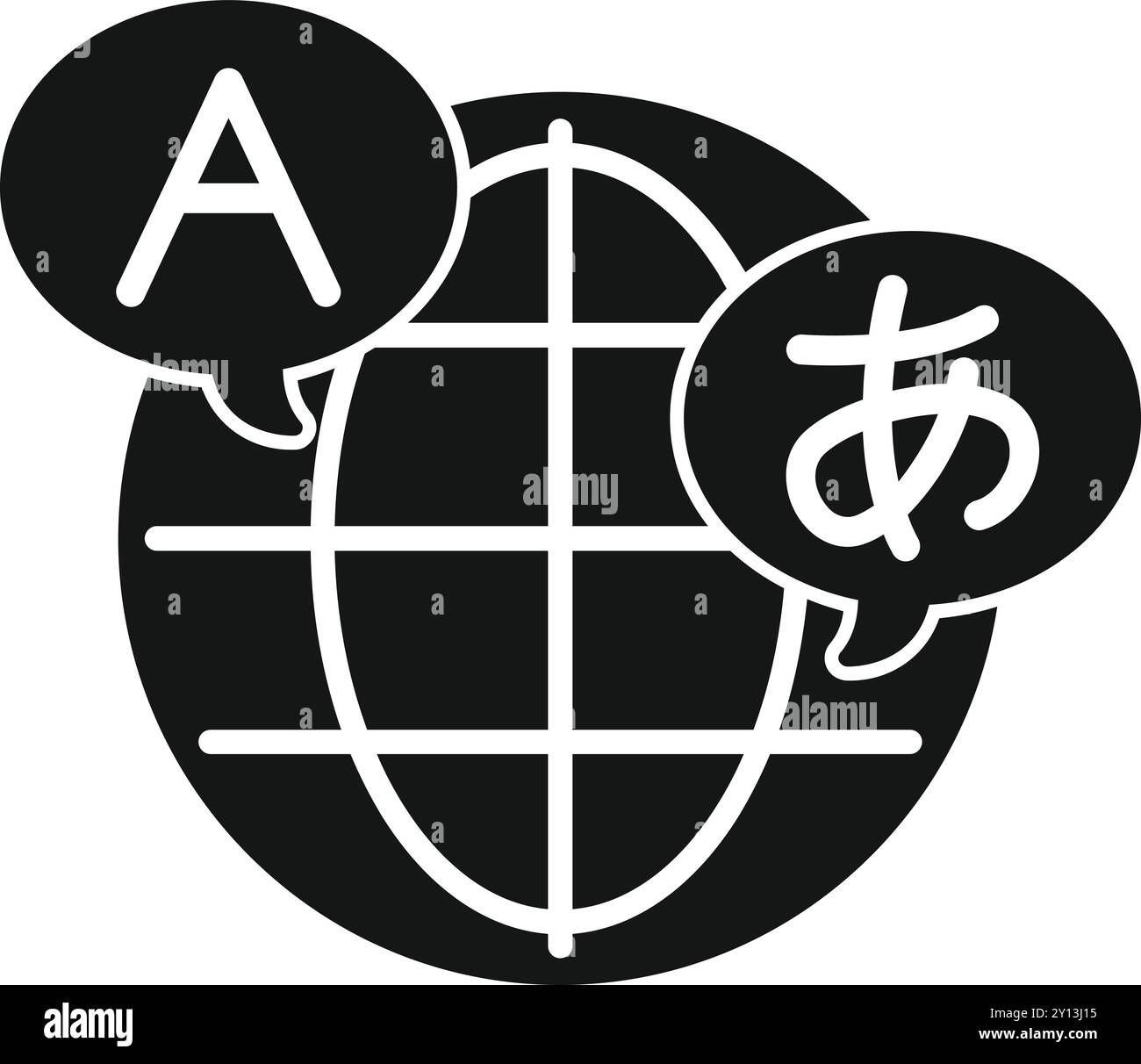 Simple vector representing global communication and language translation with speech bubbles and ...