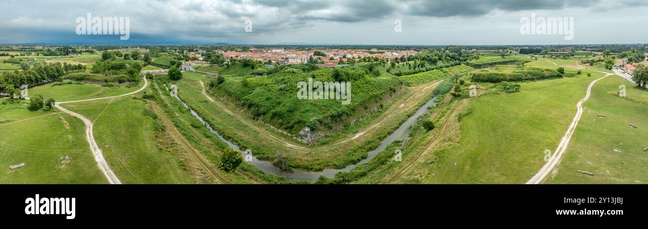 Aerial view of large cannon platform bastion with retracted ears to ...