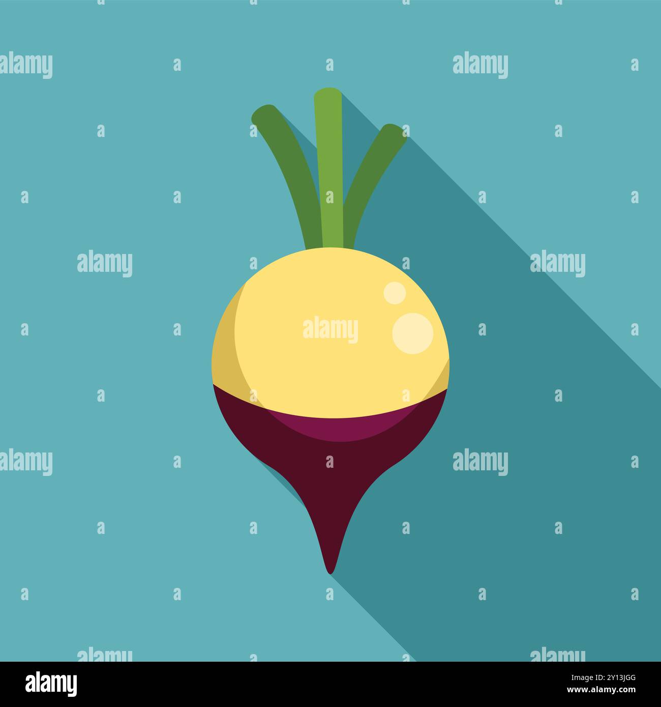 Minimalist flat vector illustration of a yellow turnip with a long ...