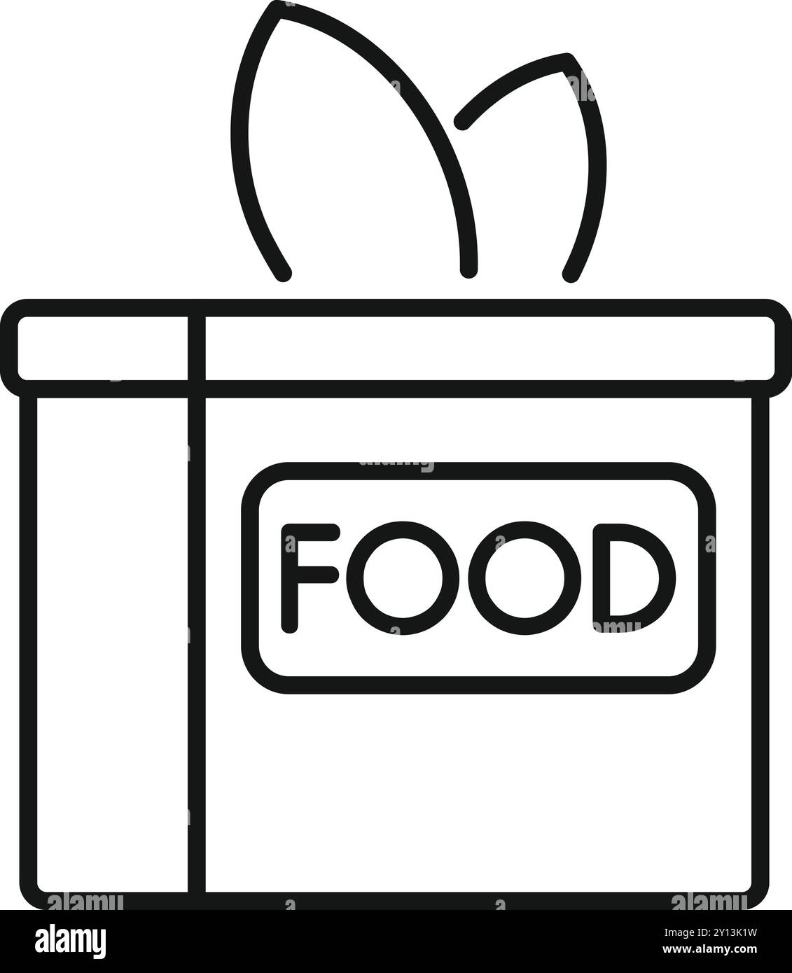 Simple line icon of a food donation box with leaves growing from it ...