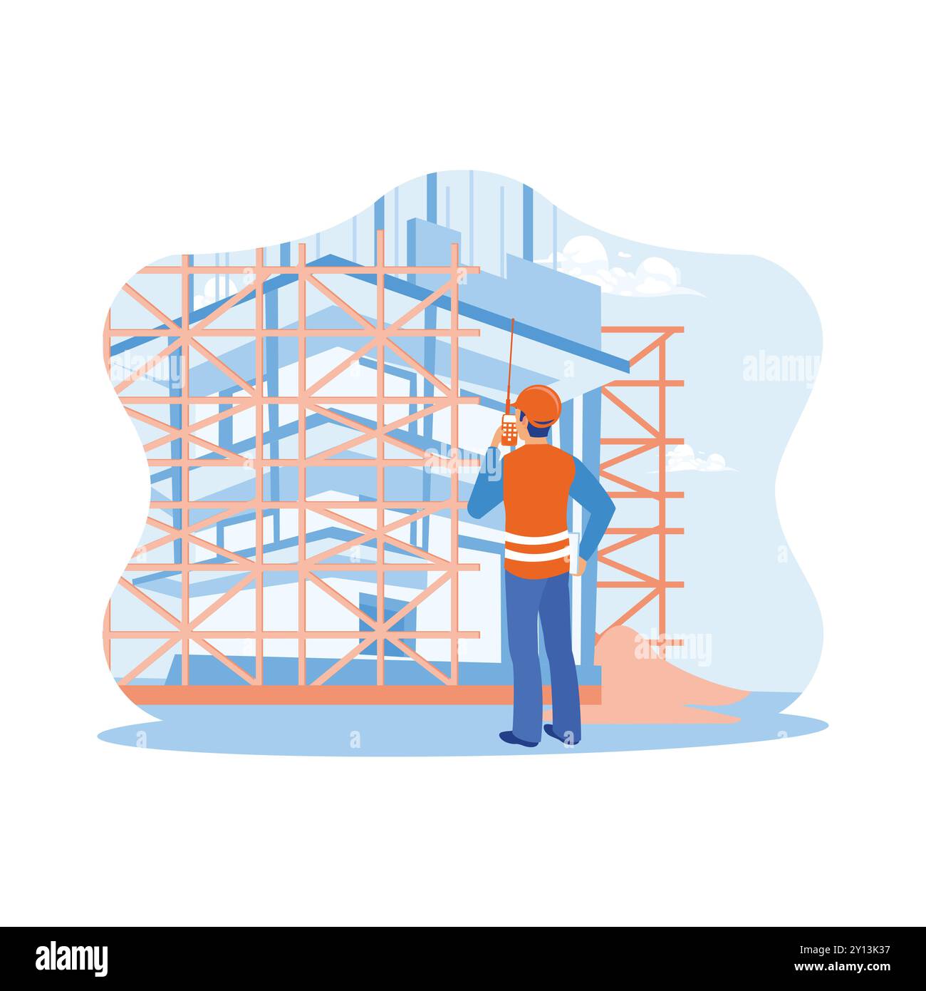 Architect engineer working on construction site. Architects wear safety ...