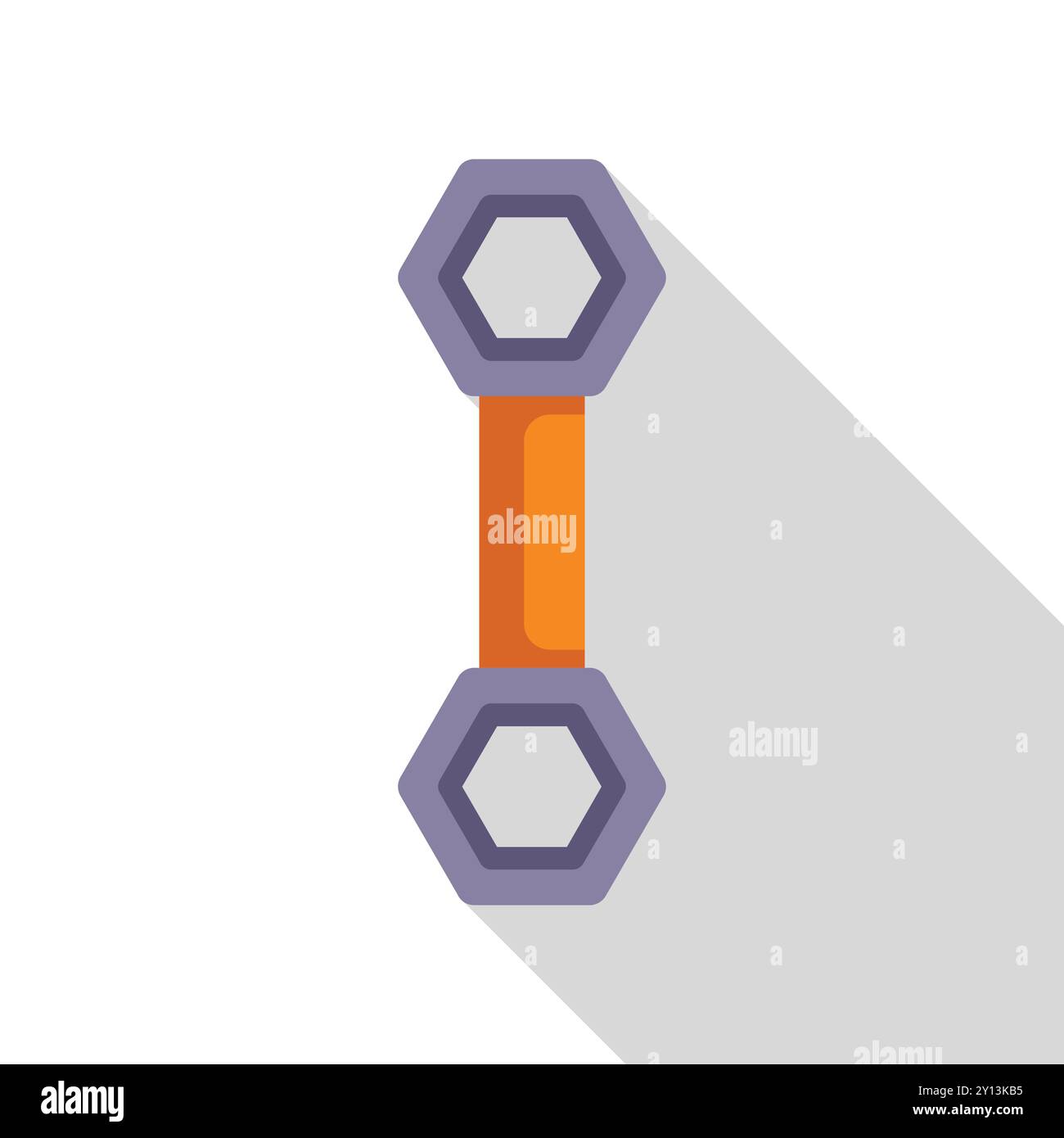 Cartoon dumbbell with hexagonal weights casting a shadow on a white ...