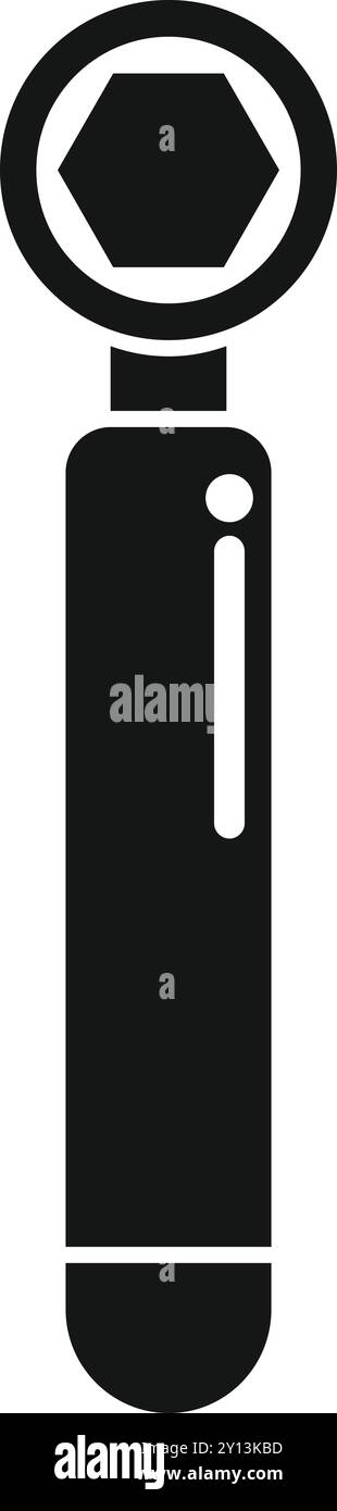 Black silhouette of an electric endodontic file isolated on a white ...