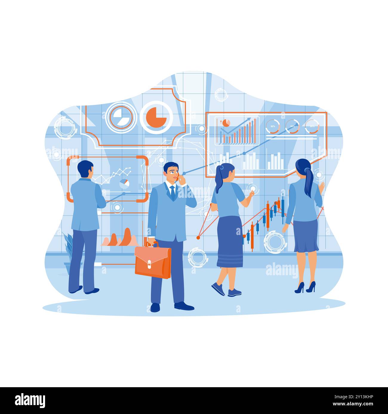 Diverse business people are having meetings in modern offices. Business ...