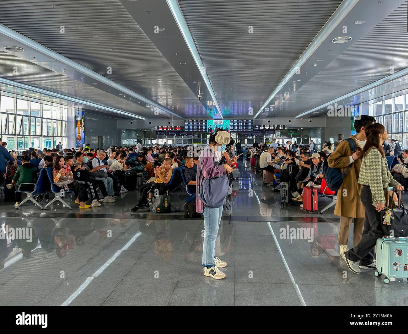Shanghai, China, Large Crowd Chinese People, Tourists, inside building ...