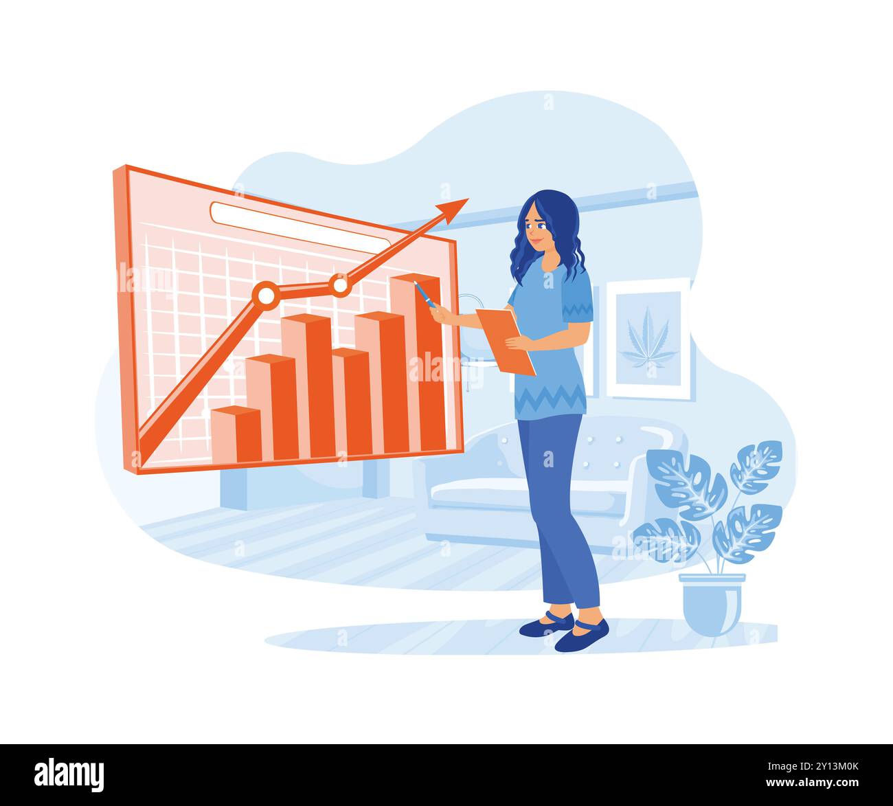 The company director presented growth, graphs, statistics and product ...