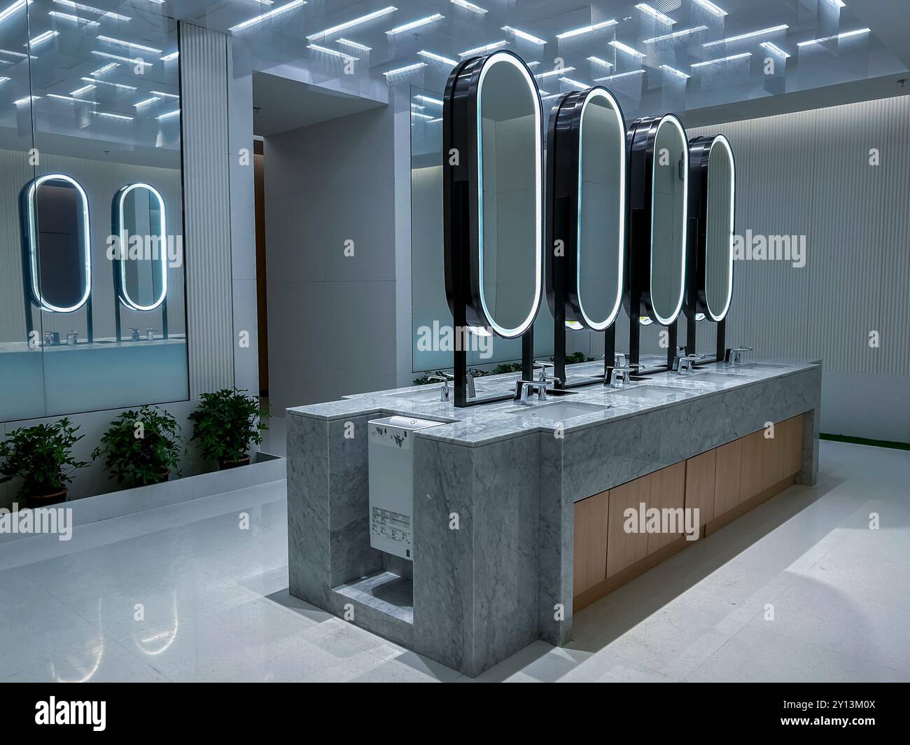 Suzhou, China, Modern Interior Design, Public Bathroom, Sinks, Chinese ...