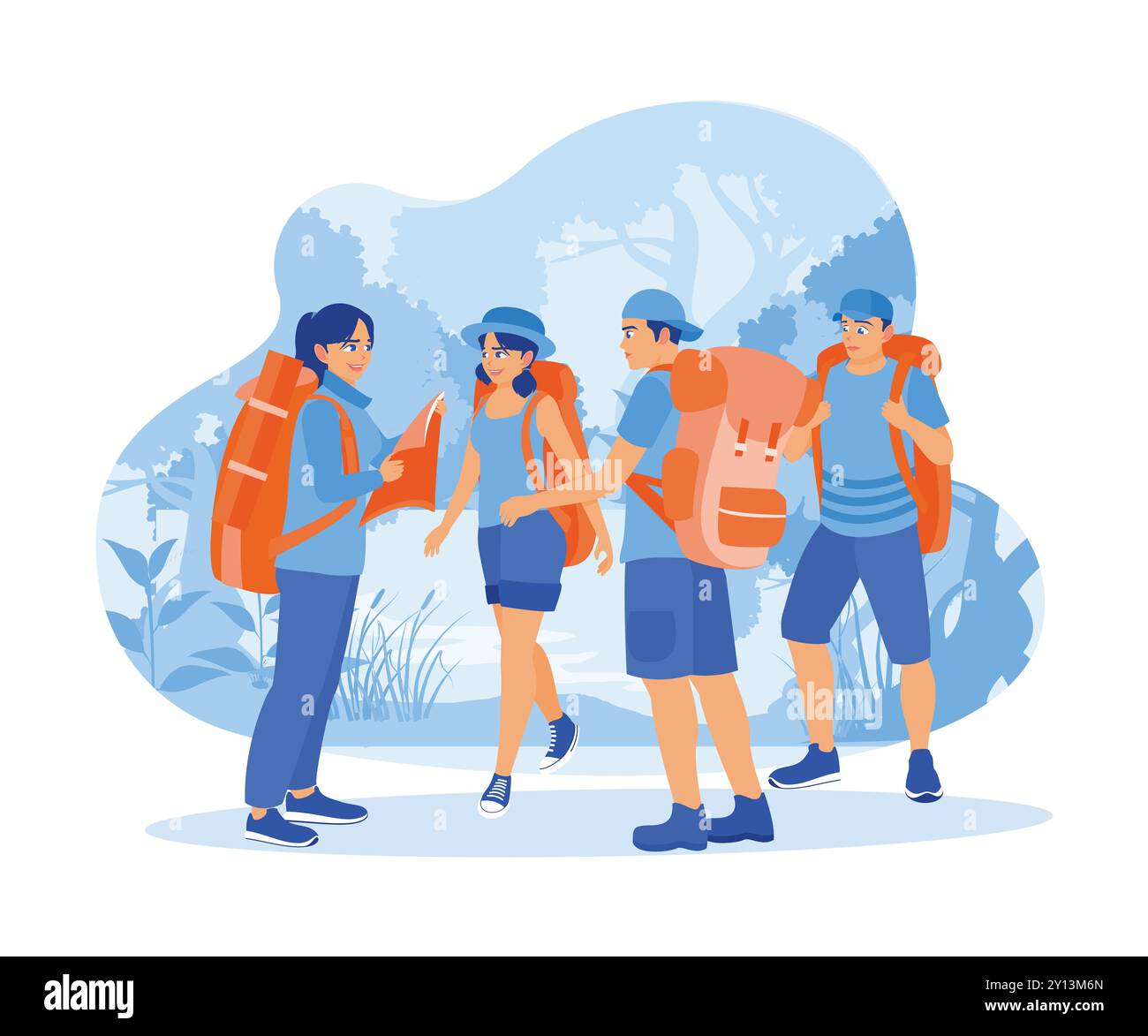 Four people in forest Stock Vector Images - Alamy