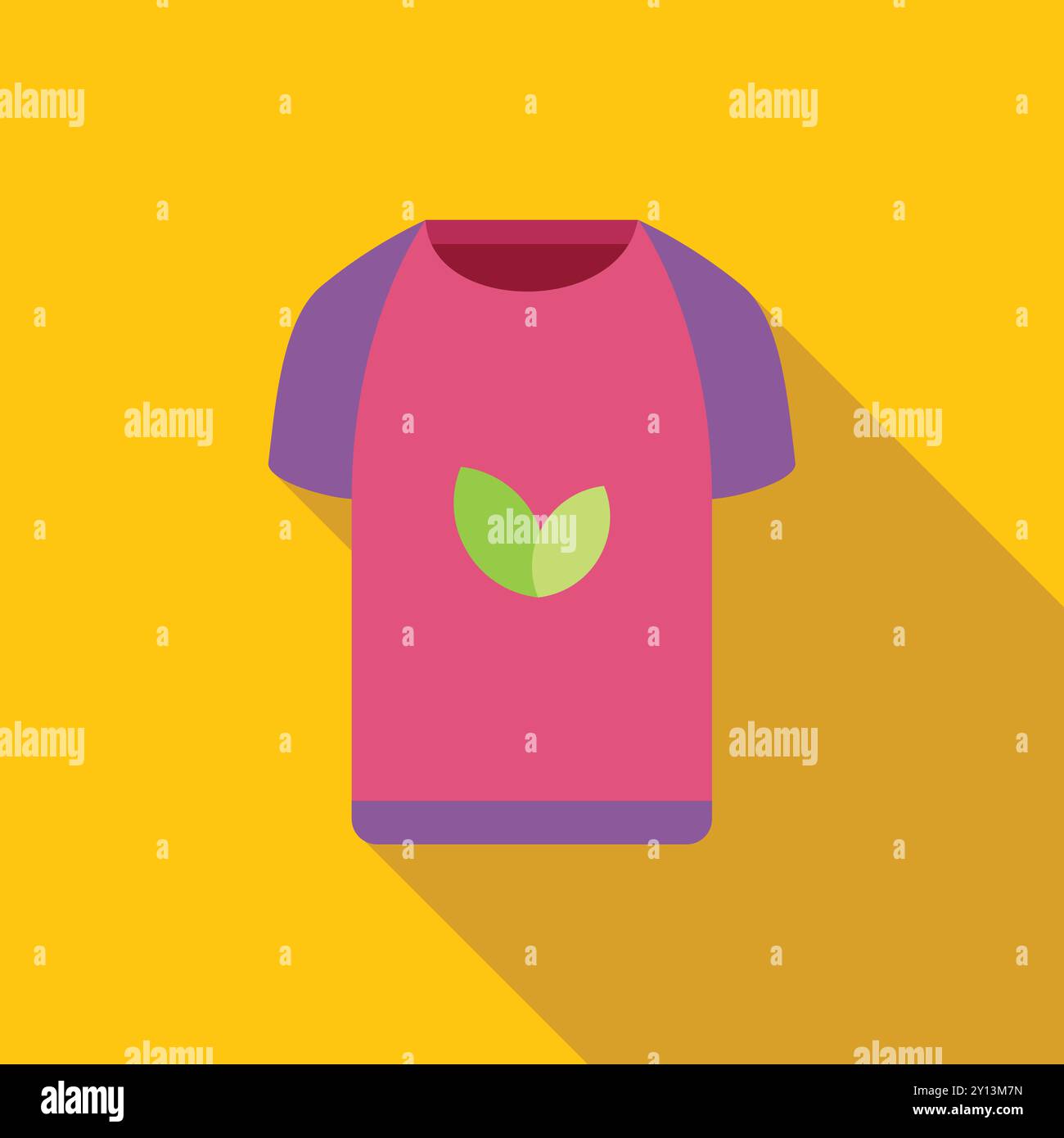 Pink t shirt with green leaves logo, symbolizing environmental ...