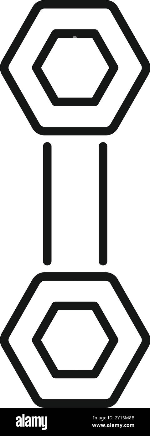 Simple icon of a molecule, representing two hexagons linked with a ...