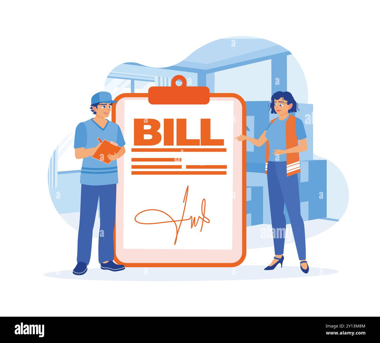 The warehouse manager signs the bill of lading after receiving the ...