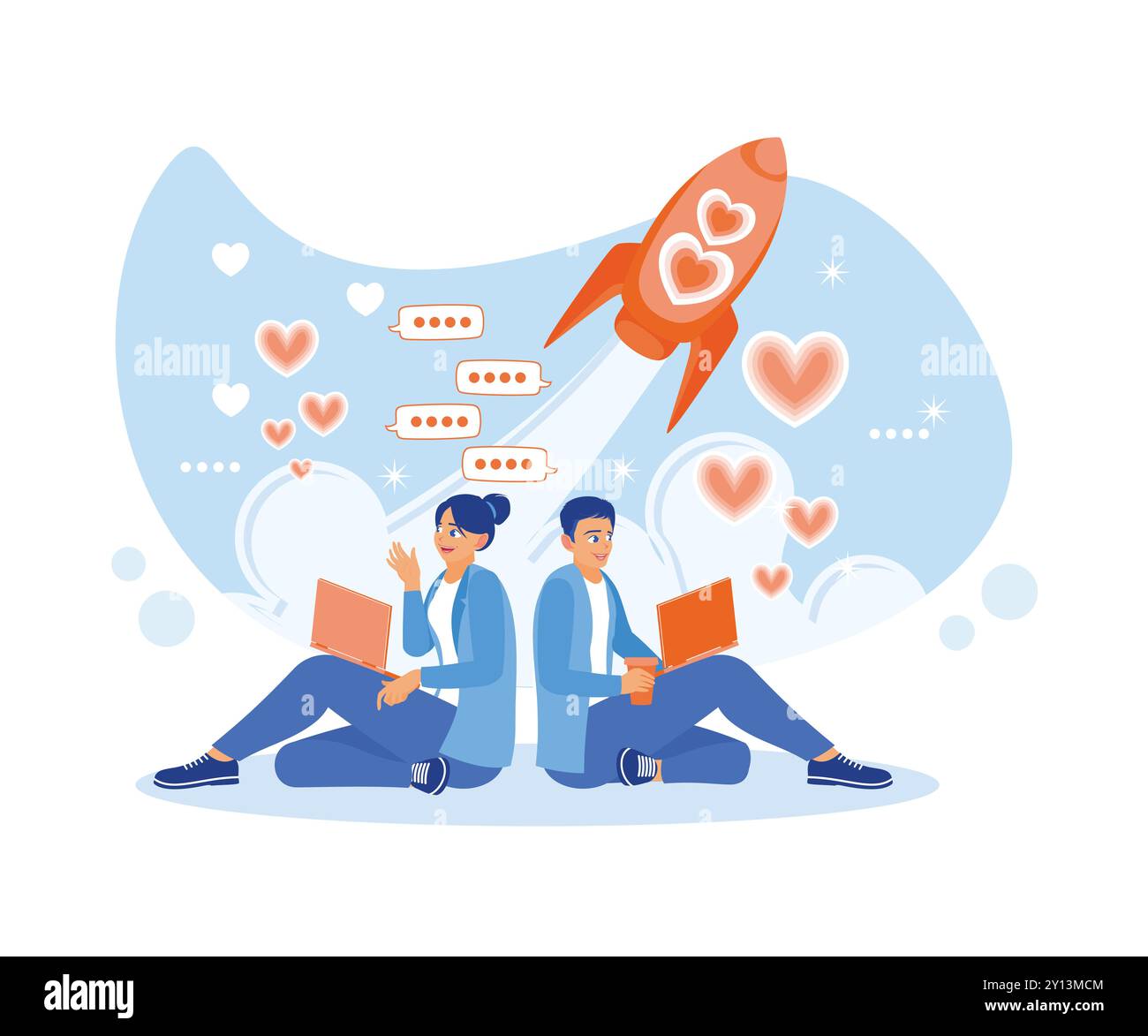 Man sending love messages Stock Vector Images - Alamy