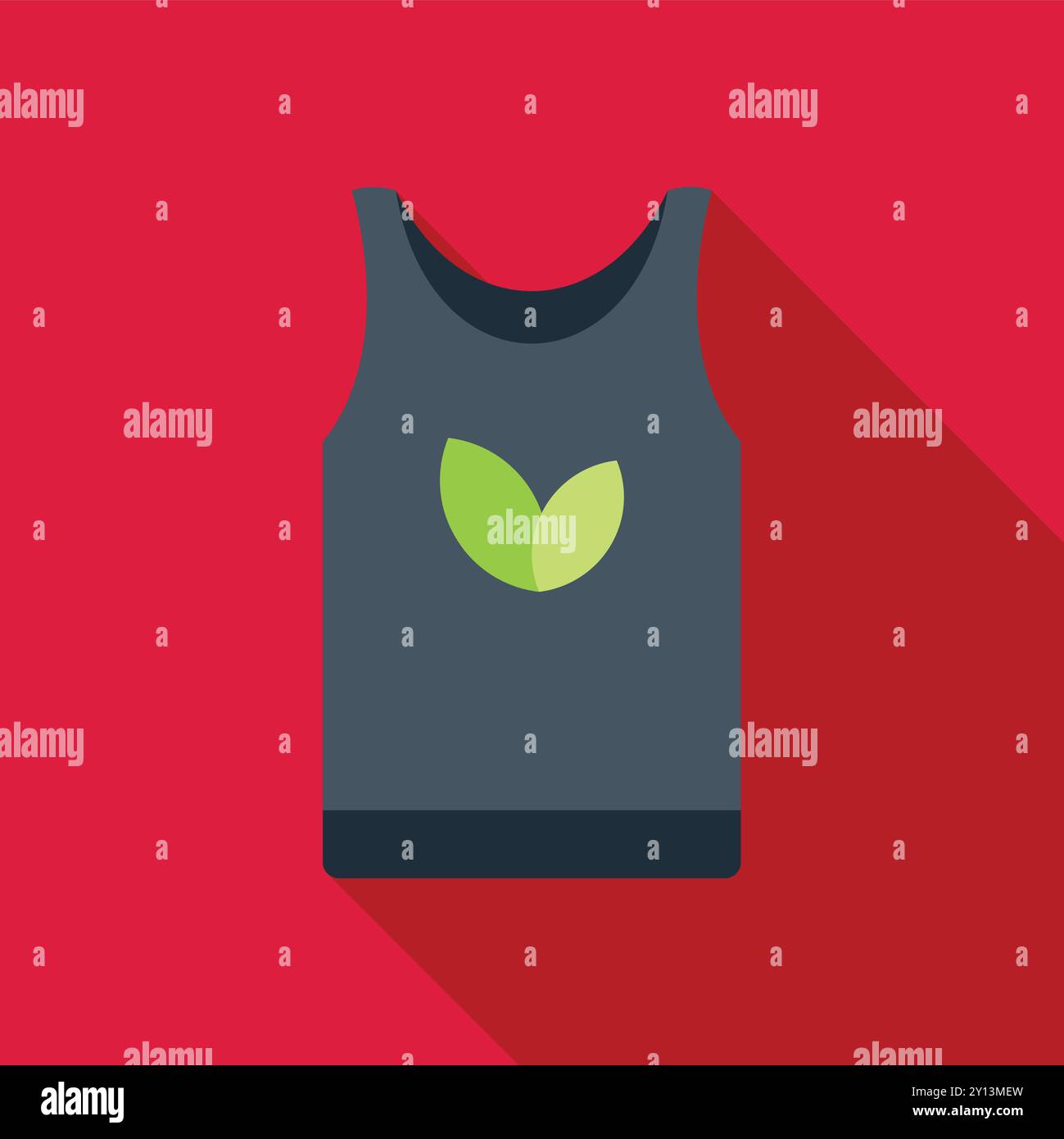 Minimalist vector illustration of a grey tank top featuring a green ...
