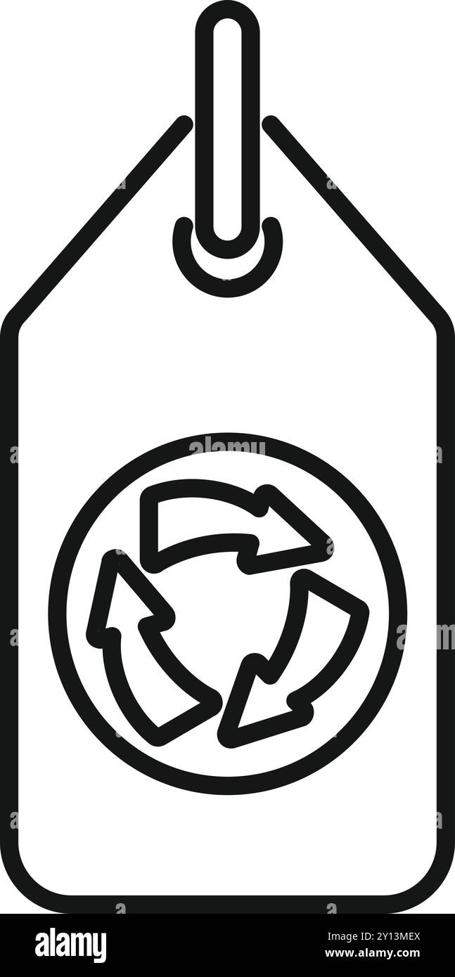 Recycle tag showing recycling symbol with arrows in simple line style ...