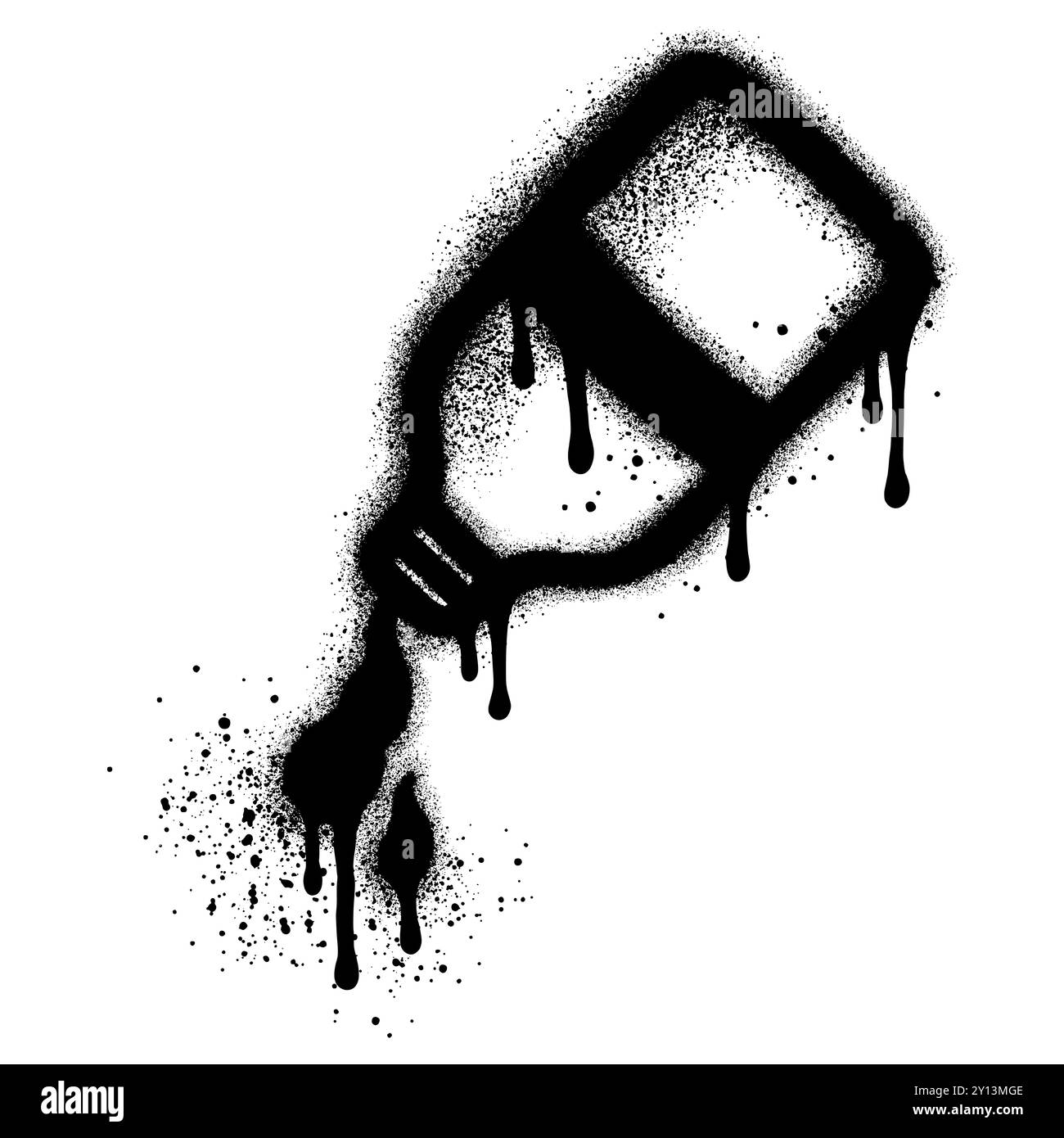 Spilled ink bottle graffiti with black spray paint. vector illustration ...