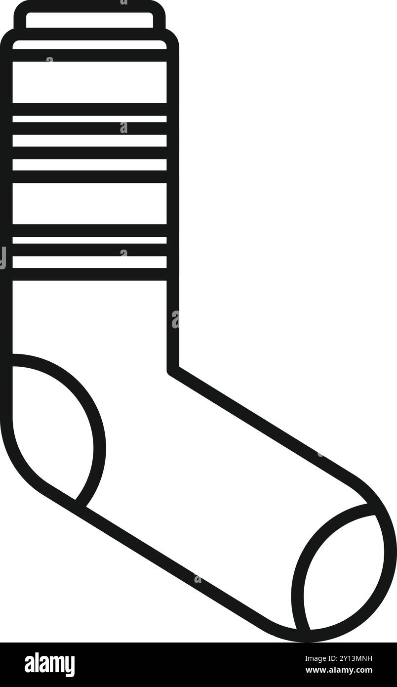Simple black and white vector illustration of a sock laying on its side ...