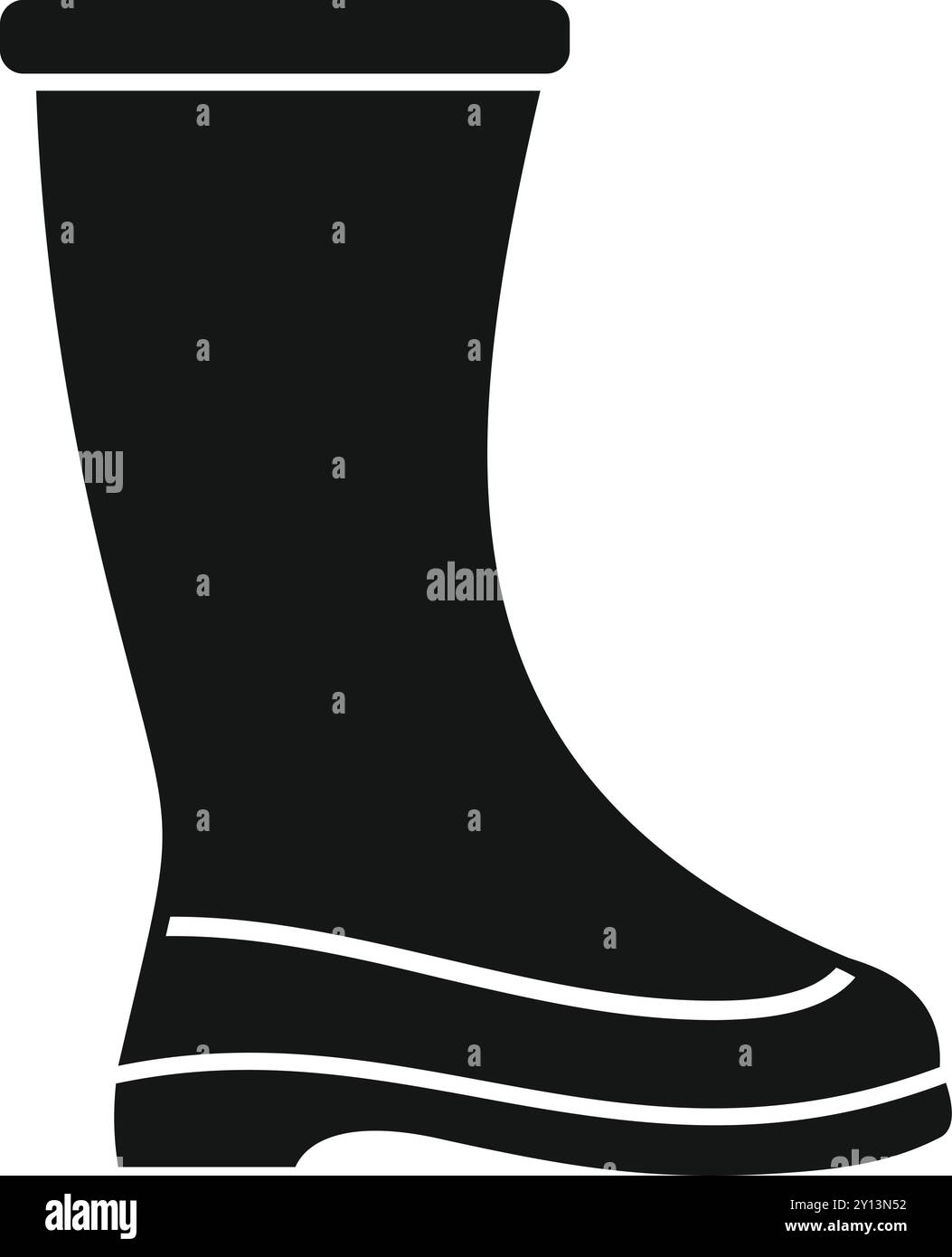 Black rubber boot standing straight in simple style isolated vector ...