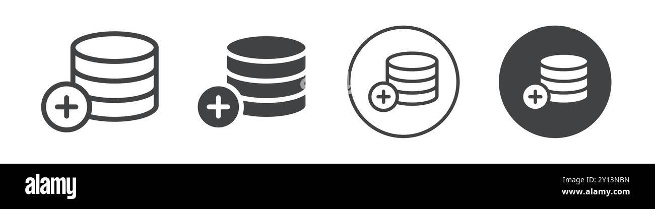 Add database icon simple flat vector symbol outline collection set logo ...