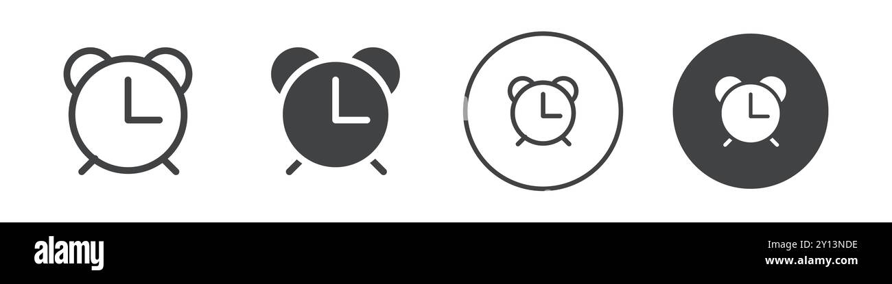 Alarm clock icon simple flat vector symbol outline collection set logo ...