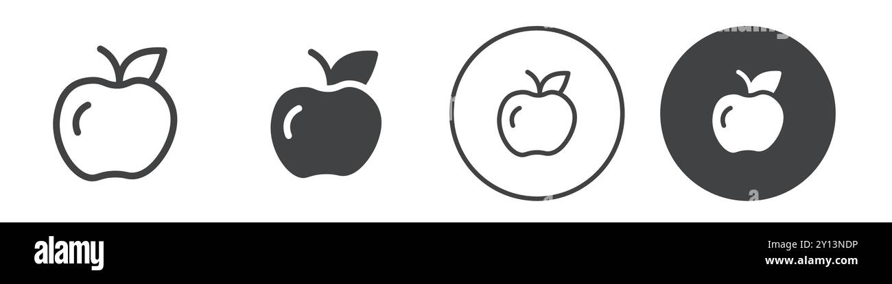 Apple icon simple flat vector symbol outline collection set logo Stock ...