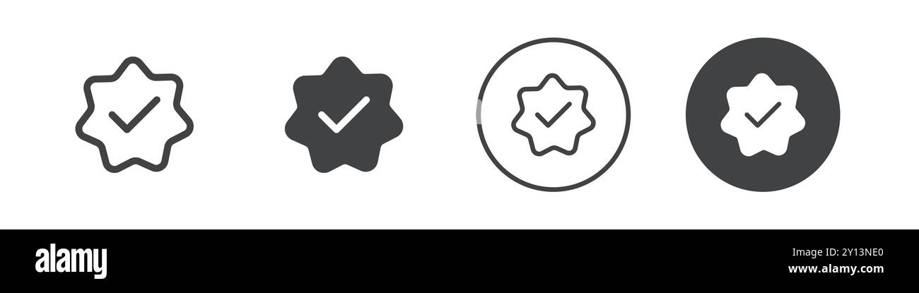 Badge with a check mark icon simple flat vector symbol outline ...