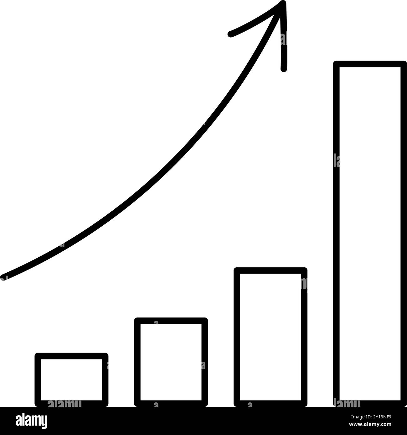 Bar chart showing rapid rise, business icons for targets, goal ...