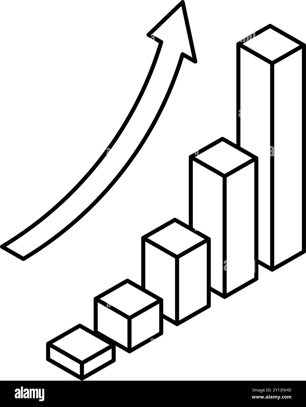 Business goal image, simple line drawing illustration of an ascending ...