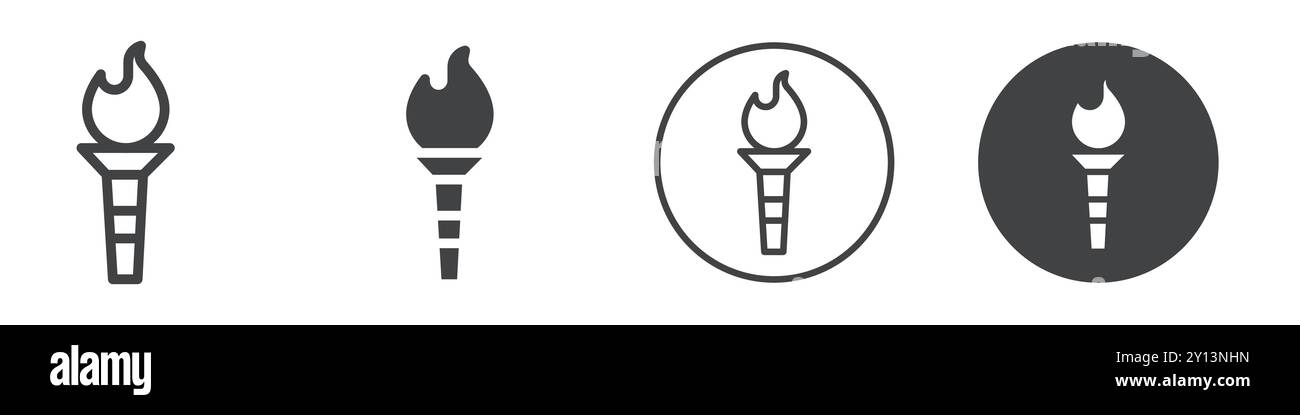 Burning torch icon simple flat vector symbol outline collection set ...