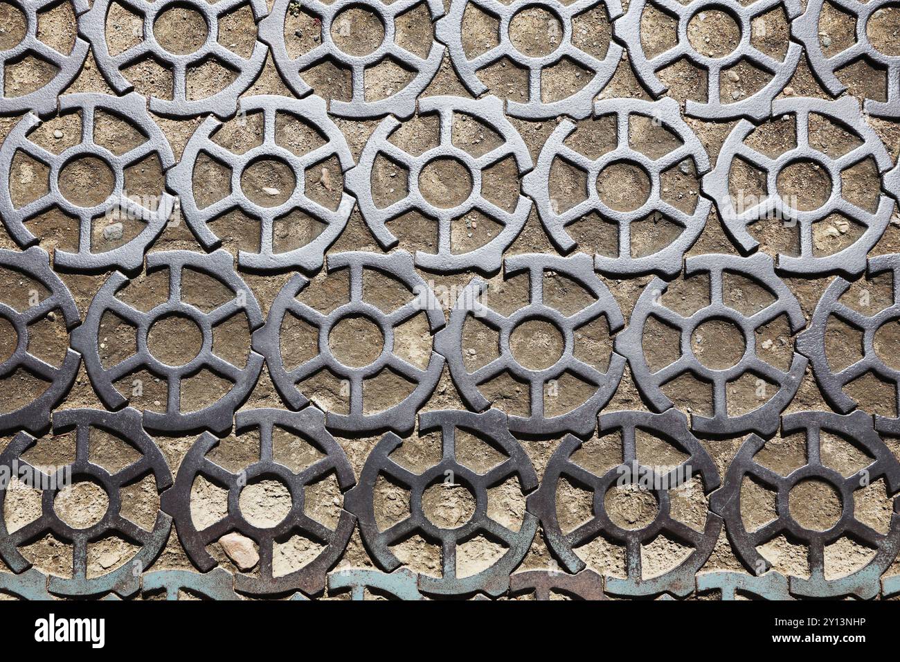 Decorative metal pavement on the square Stock Photo - Alamy