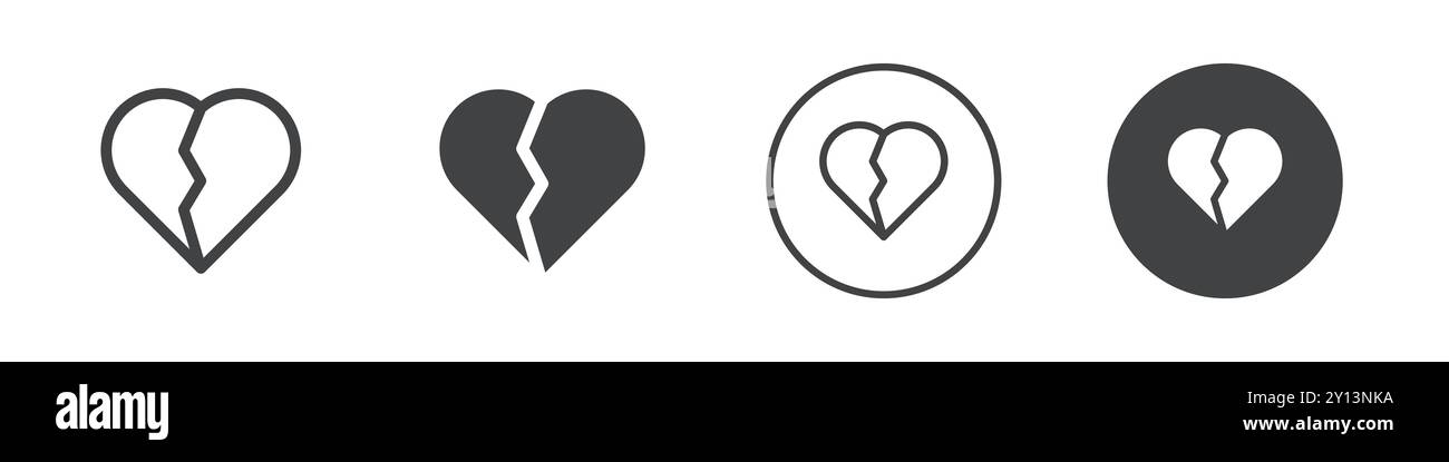 Broken heart icon simple flat vector symbol outline collection set logo ...