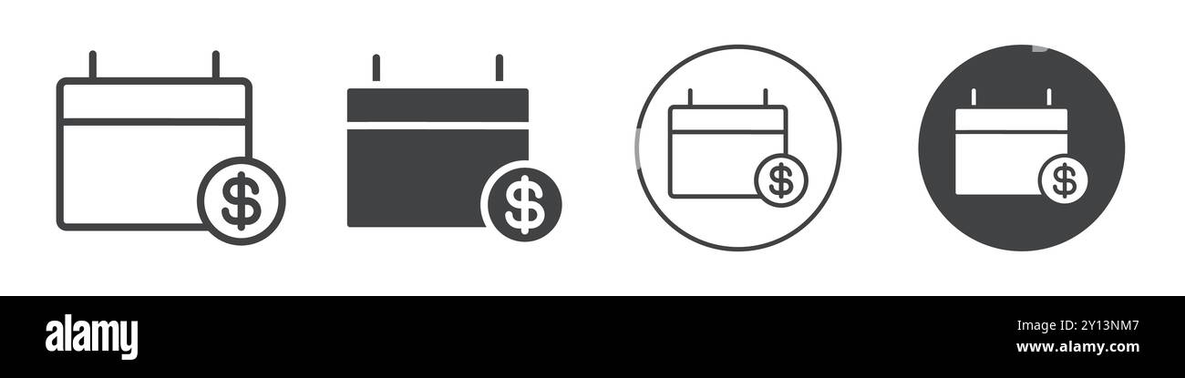 Calendar with dollar sign icon simple flat vector symbol outline ...