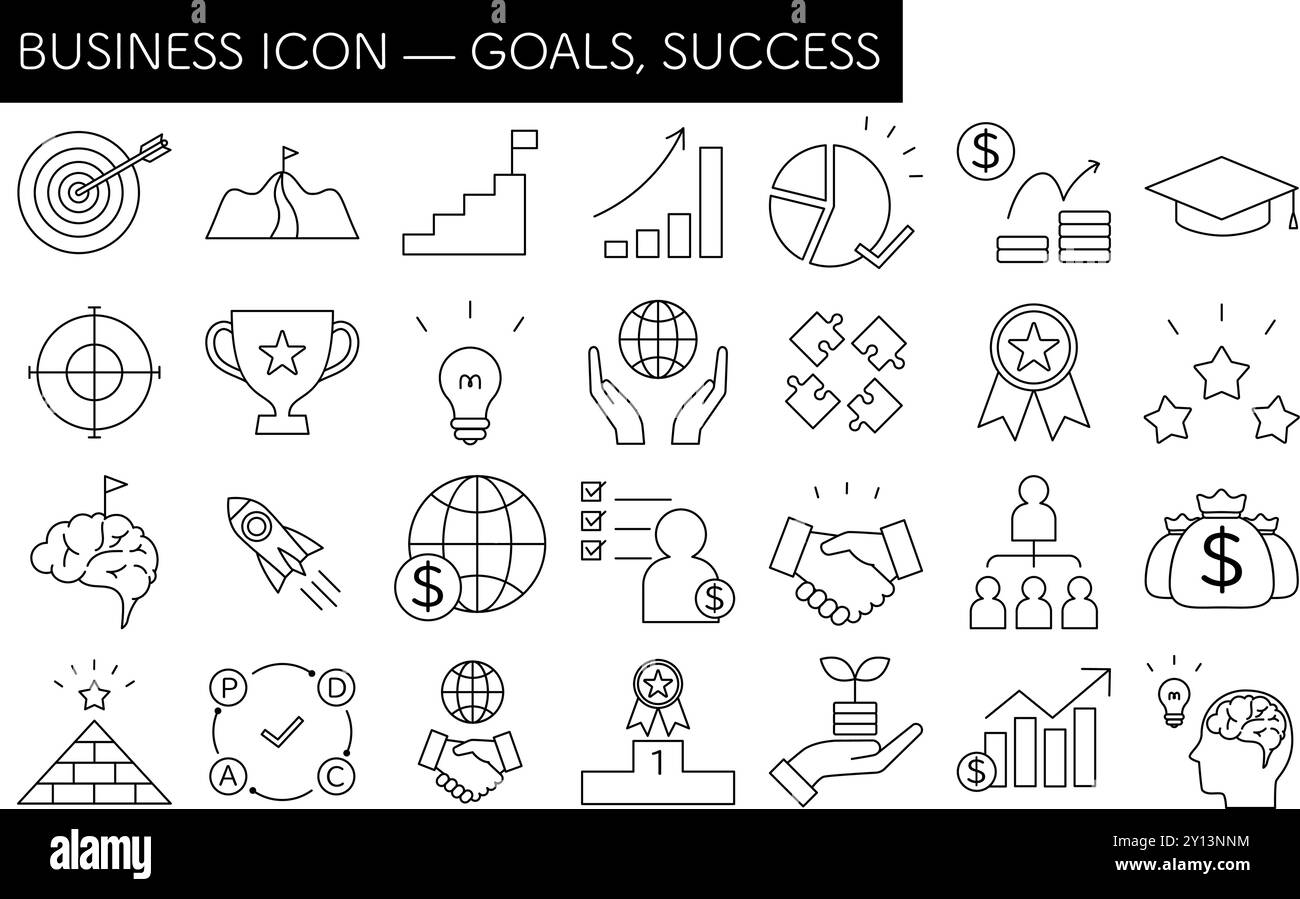 Business icon set of targets, goal attainment, and goals, Vector ...