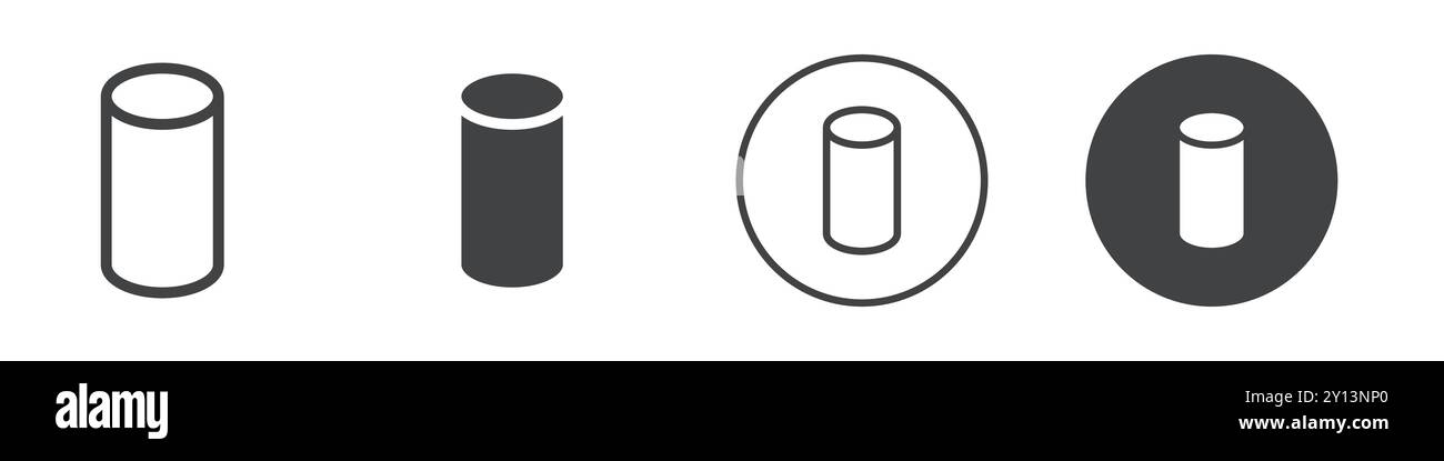 Cylinder geometrical figure icon simple flat vector symbol outline ...