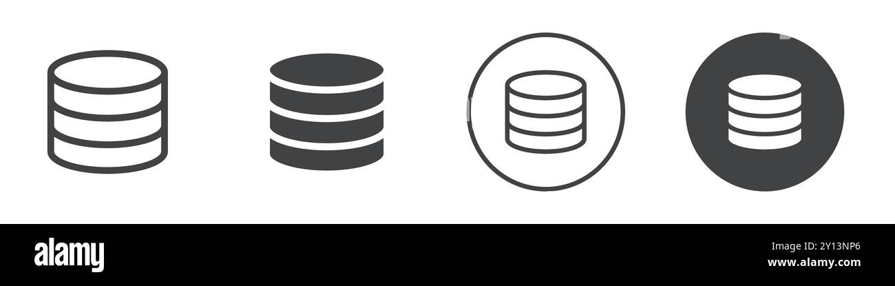 Database Storage Icon Simple Flat Vector Symbol Outline Collection Set