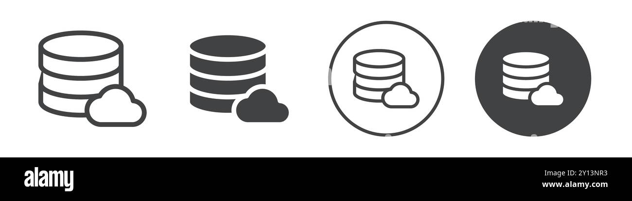 Cloud storage icon simple flat vector symbol outline collection set ...