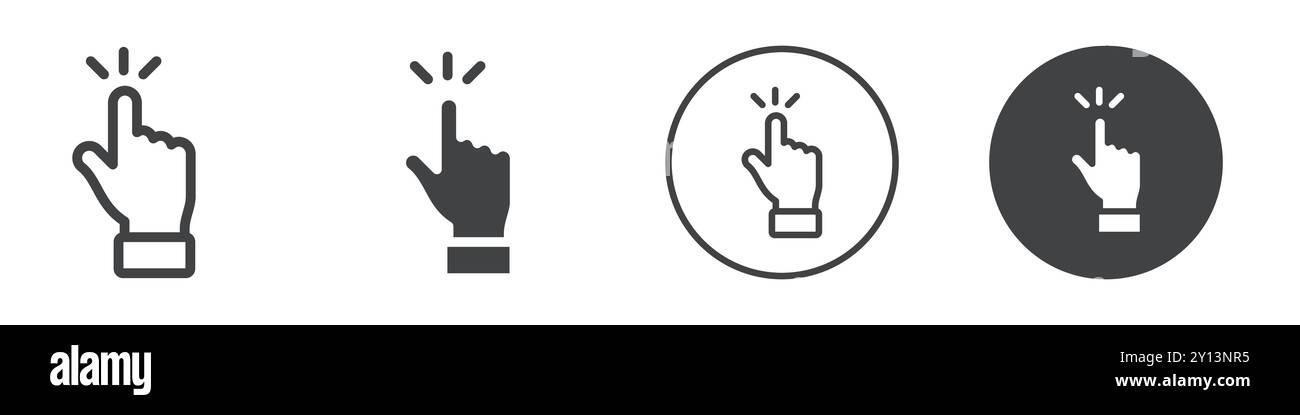 Click hand icon simple flat vector symbol outline collection set logo ...