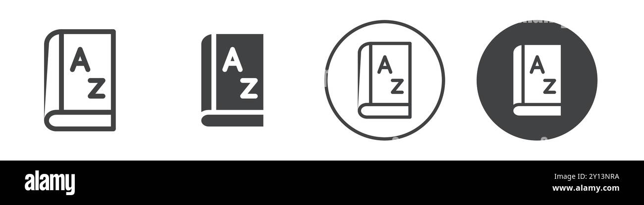 Dictionary book icon simple flat vector symbol outline collection set ...