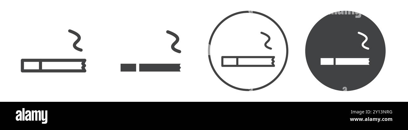 Cigarette icon simple flat vector symbol outline collection set logo ...