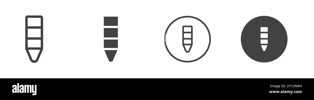 Crayon icon simple flat vector symbol outline collection set logo Stock ...