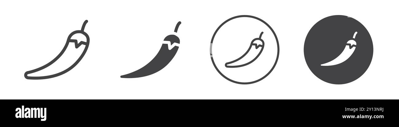 Chili pepper icon simple flat vector symbol outline collection set logo ...