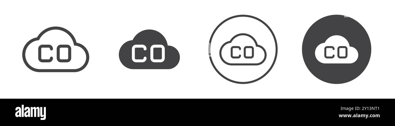 CO gas cloud icon simple flat vector symbol outline collection set logo ...